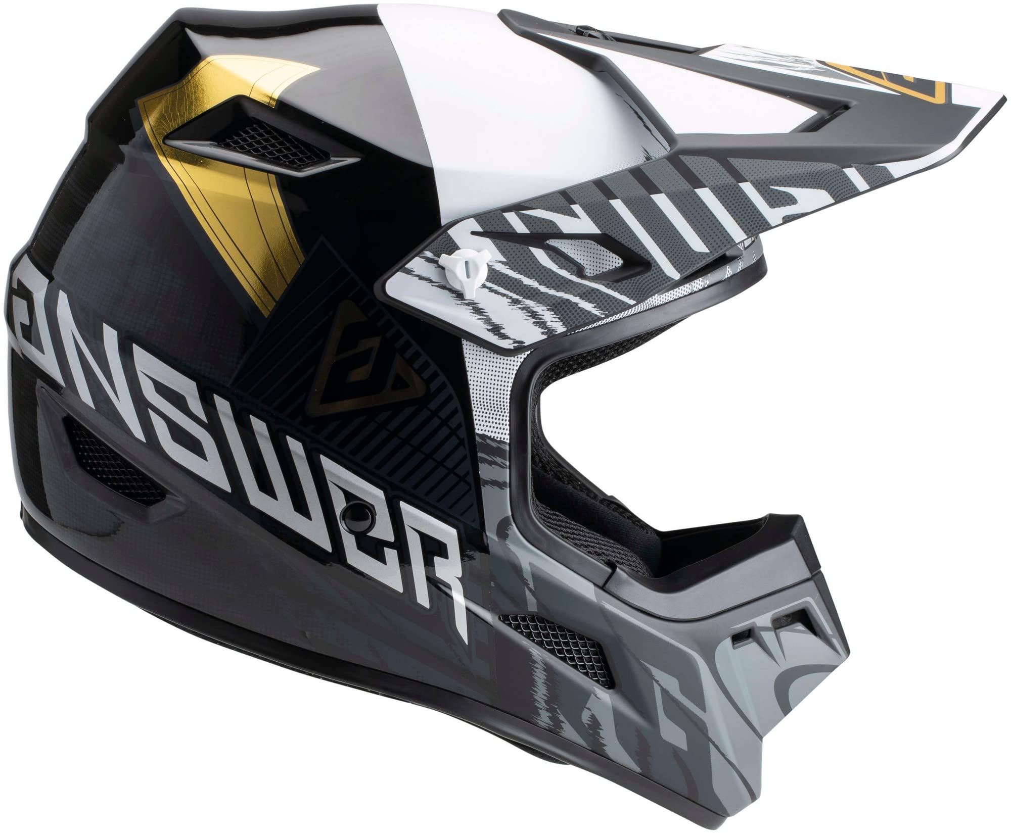 Answer Racing 447708 A23 AR3 Ronin Helmet: Black/White/Gold, 2XL