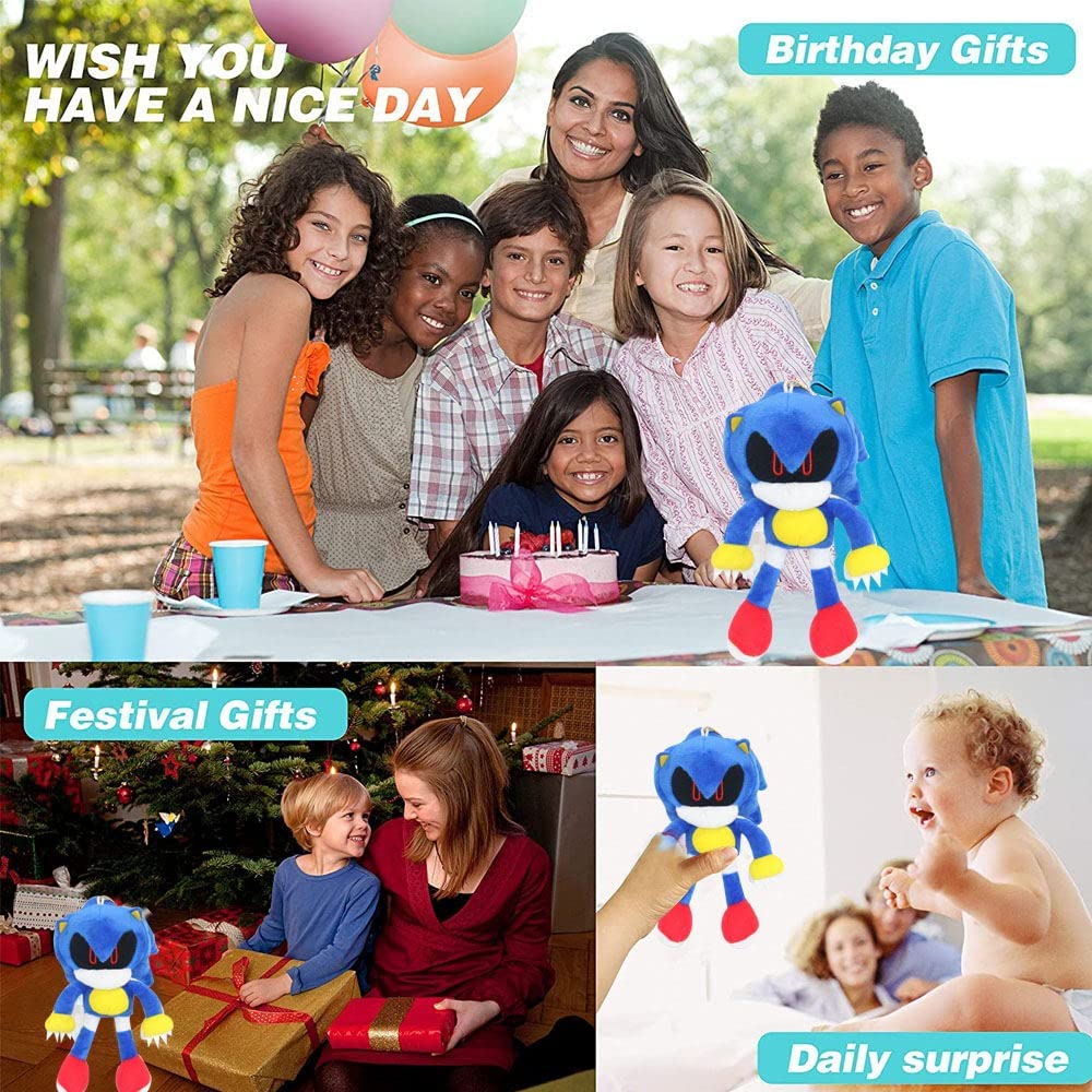 Adawell 20cm Metal Sonic Plush Toy, Stuffed Figure, Blood Sonic exe, Gift for Fans