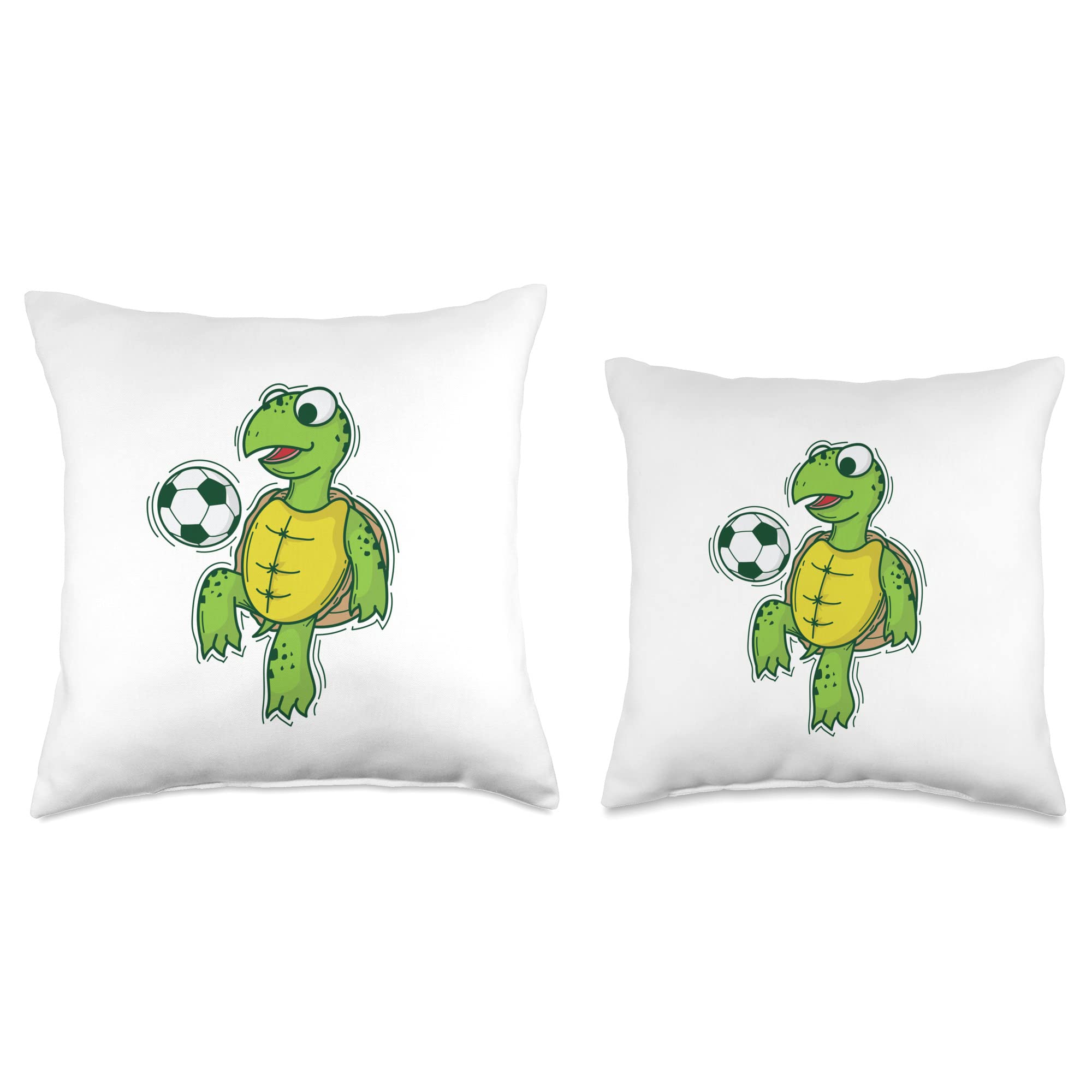 Turtle reptile dorsal carapace old Sauropsida Turtle Plays and Loves Football Throw Pillow, 18x18, Multicolor