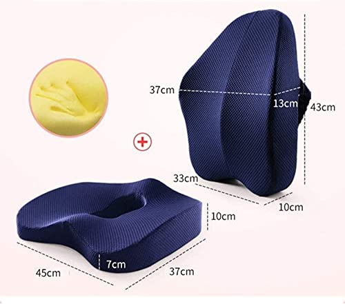 EYEARN Seat Cushion for Chair,100% Memory Foam and Lumbar Support - for Tailbone Pain, Sciatica, Back & Buttoock Pain Relief,Used in Office Seats, Homes, Cars(Blue) Durable and not Easily Deformed