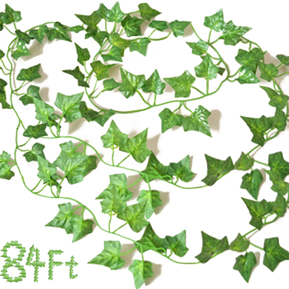 YAHUAA 12 Pack 84 Feet Fake Ivy Leaves Vines Artificial Garland Greenery Hanging Plants for Bedroom Decor Aesthetic, Party Wedding Wall, Halloween, Christmas