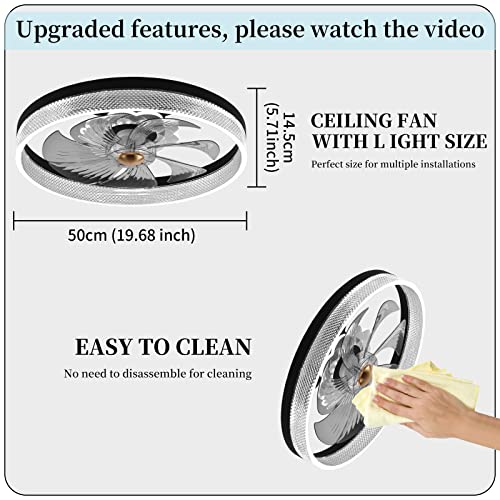 Fszdorj 2023 Upgraded Ceiling Fan F093 Black Ceiling Fans with Lights App & Remote Control, Timing & 3 Led Color Led Ceiling Fan, 6 Wind Speeds Modern Ceiling Fan for Bedroom, Living Room, Small Room