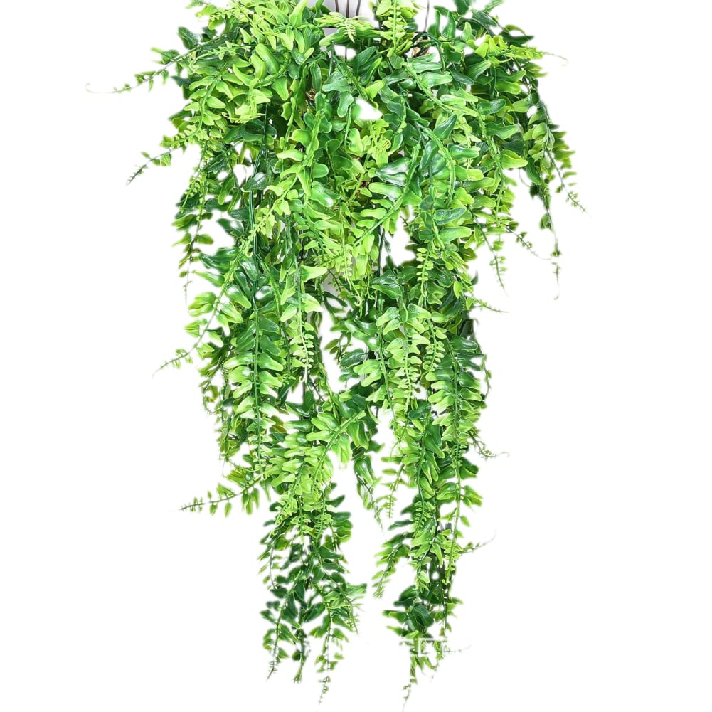 FARROWR 2 Pcs Artificial Boston Ferns Plants Hanging Faux Greenery Vine Fake Ivy Vine Leaves Plastic Plants for Wall Home Garden Wedding Hanging Decoration