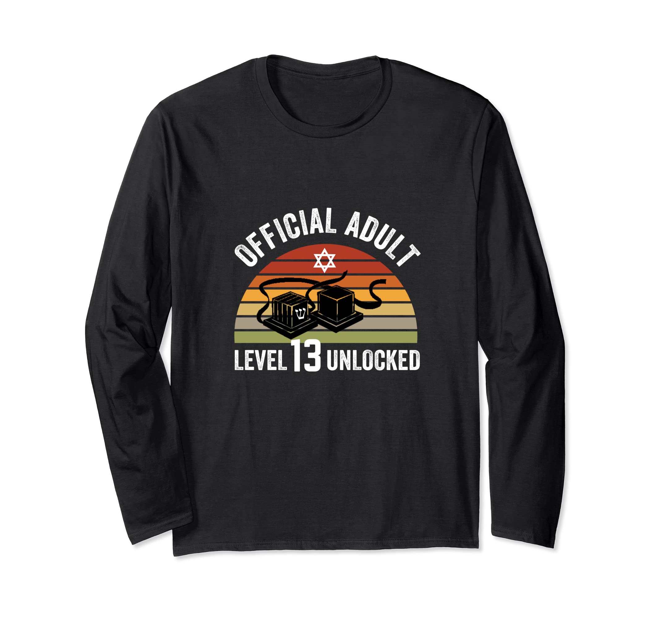 Level 13 Unlocked Official Adult 13th Jewish Bar Mitzvah Boy Long Sleeve T-Shirt