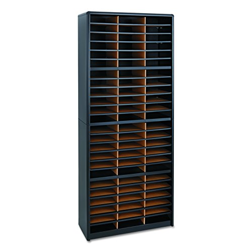 Safco Products Value Sorter Literature Organizer, 72 Compartment 7131BL, Black, Commercial-grade Steel Shell, Fiberboard Shelves, Value-priced