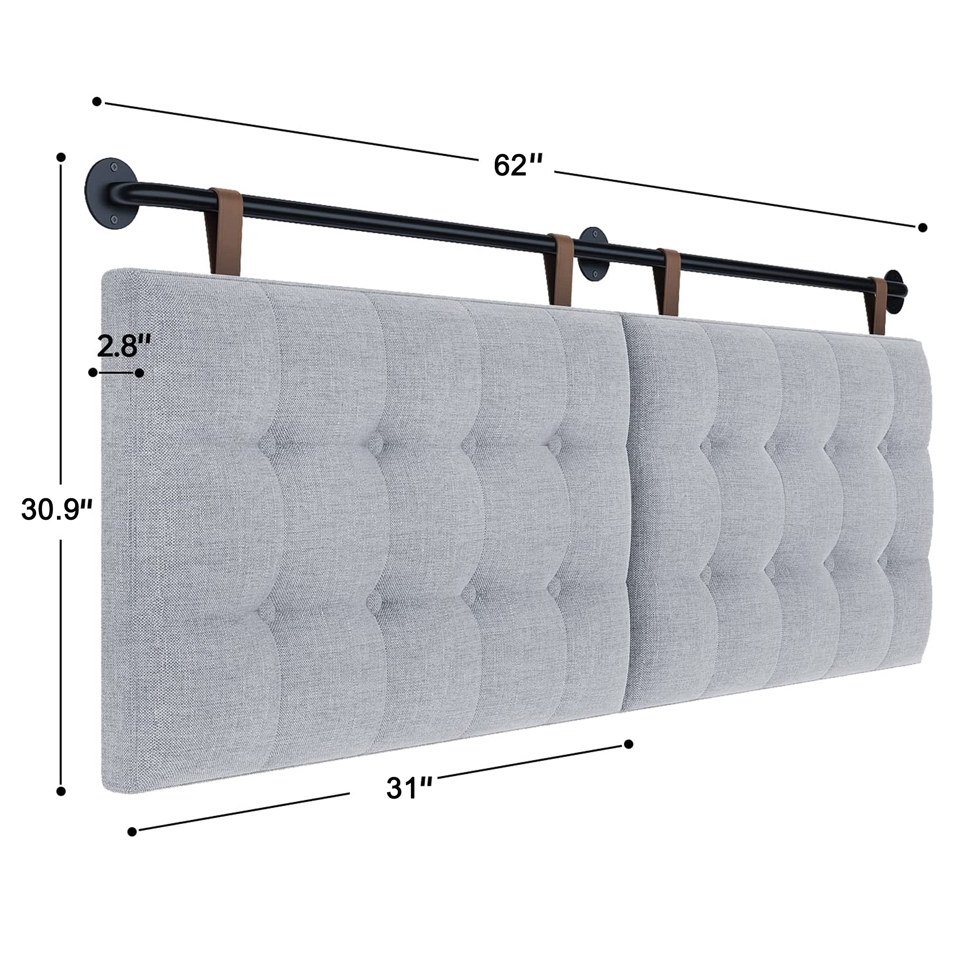 HouseMila Headboards for Queen Size Bed, Wall Mounted Headboard with Fine Linen Upholstery and Button Tufting, Adjustable Heigh Headboard for Bedroom(Queen,Grey)