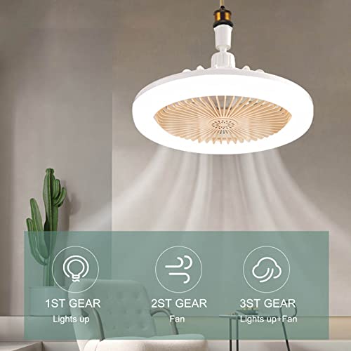 E27 Fan Light, Ceiling Fan with Lights, Enclosed Low Profile Fan Lights LED Dimmable with Light Kit Lamp, Modern Indoor Flush Mount Ceiling Fan for Living Room Bedroom, E27 Socket Easy to Install #B