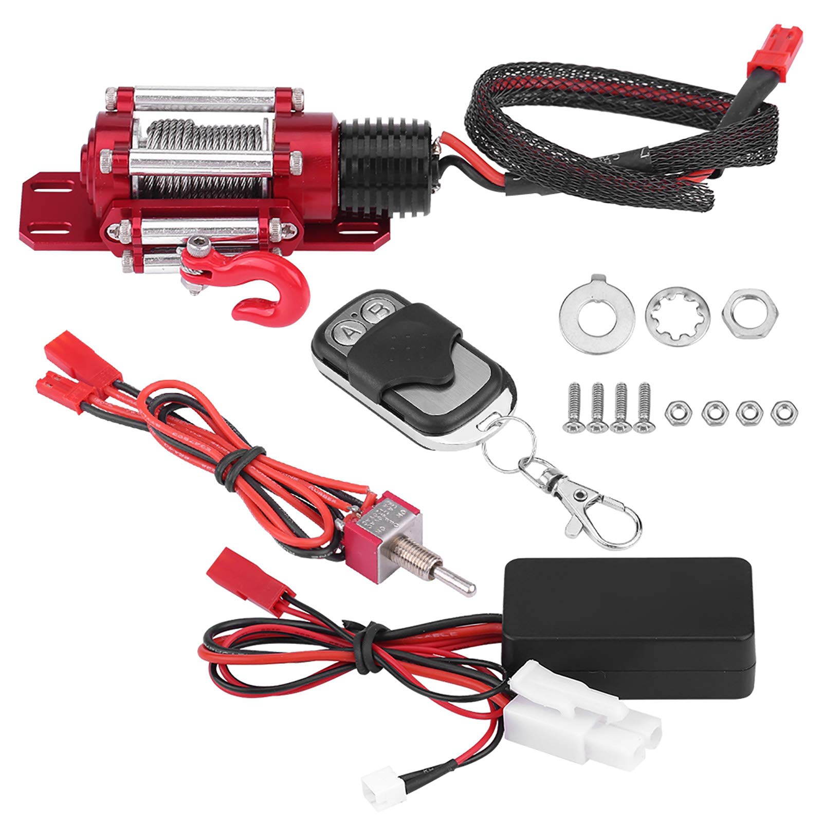 RC Car Winch,1/10 Scale Rc Car Metal Winch with Remote Controller for Scx10 D90 HPI 1/10 Rc Crawler Car.