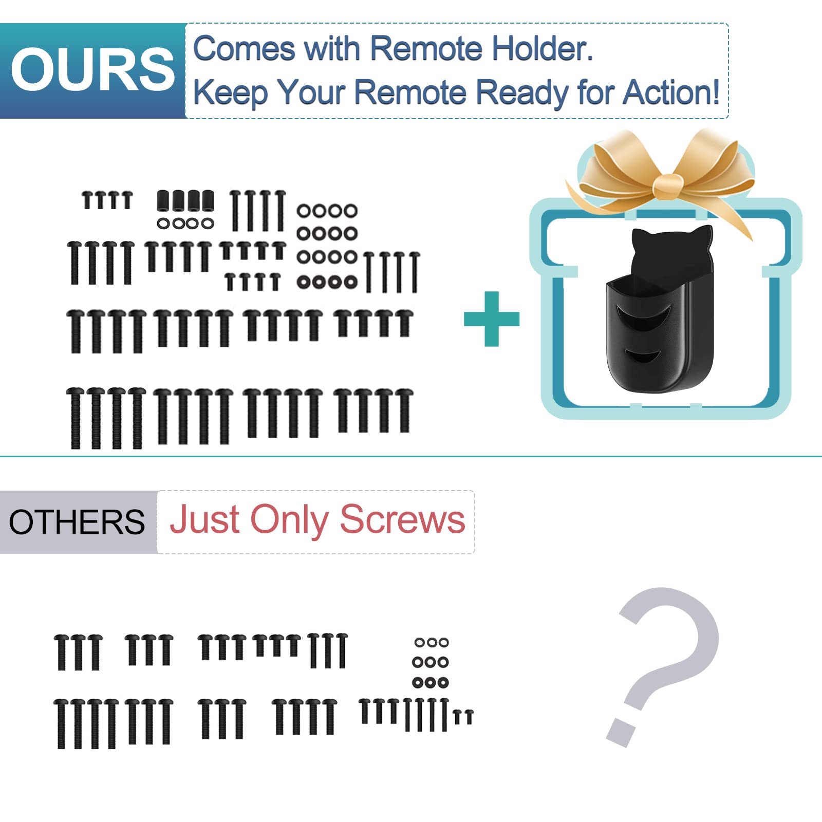 Samsung LG Vizio TV Mount Screws Kit with Remote Holder, Includes M4 M5 M6 M8 Screws, Washers, Spacers for Wall Mounting up to 80 in