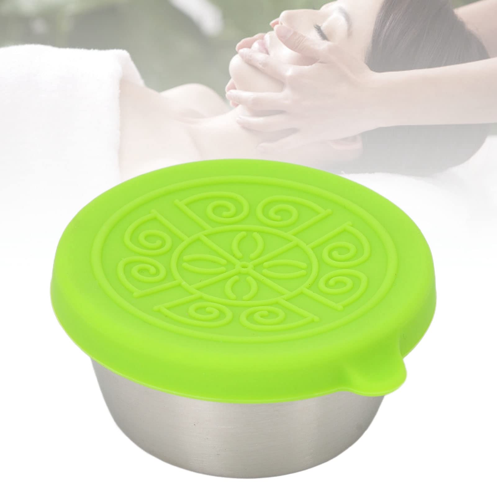 50ml Leak Proof Container, Storage Container, Beauty Salon Essential Oil Cup Portable Stainless Steel Condiment Salad Dressing Container with Lid (Green)