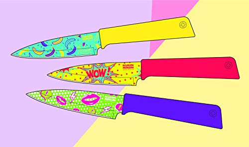 KUHN RIKON Pop Art Wow COLORI+ Non-Stick Straight Paring Knife with Safety Sheath, 19 cm