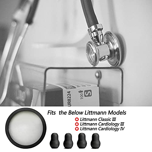 Replacement Accessories Kit Fits Classic 3 Cardiology 3 & Cardiology 4 Stethoscope for Littman Stethoscope Replacement Parts & Stethoscope Bell Cover Diaphragm and Eartips Earbud Replacement Parts. (black)