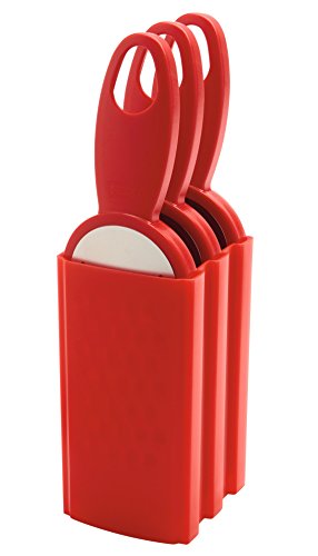 KUHN RIKON 20190 Swiss Grater Set of 3 with Storage Caddy, Red