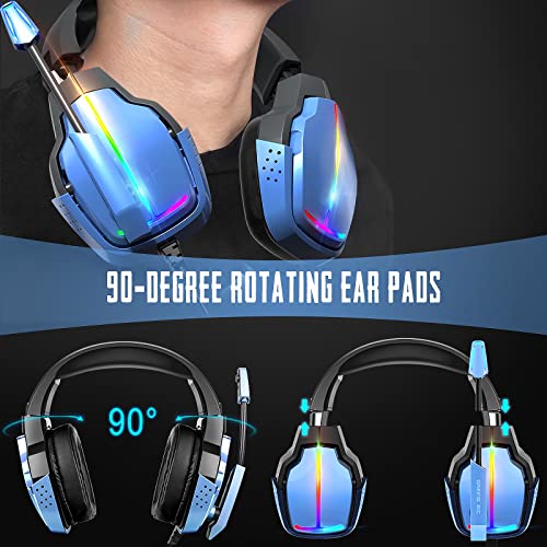CamDive Gaming Headset for PS4 PS5 PC Xbox One, 3D Stereo Sound PS5 Headset, Noise-Cancelling Over Ear Gaming Headphones with Mic for Switch Laptop Mobile⦠(Blue)