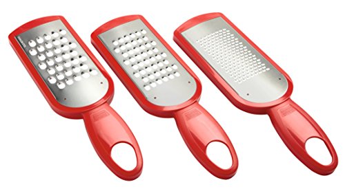 KUHN RIKON 20190 Swiss Grater Set of 3 with Storage Caddy, Red