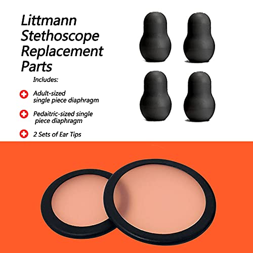Replacement Accessories Kit Fits Classic 3 Cardiology 3 & Cardiology 4 Stethoscope for Littman Stethoscope Replacement Parts & Stethoscope Bell Cover Diaphragm and Eartips Earbud Replacement Parts. (black)