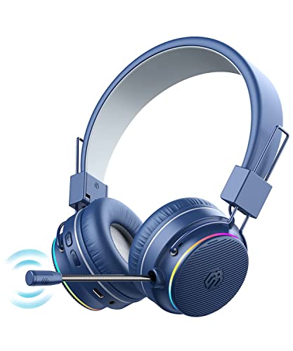 iClever Kids Bluetooth Headphones LED Light Up - 360° Extendable Microphone - 85/94 dB Safe Volume, 35Hrs Playtime, Shareport, Foldable Wireless Headphones for Kids/PS4/Xbox One/Switch/PC/Tablet