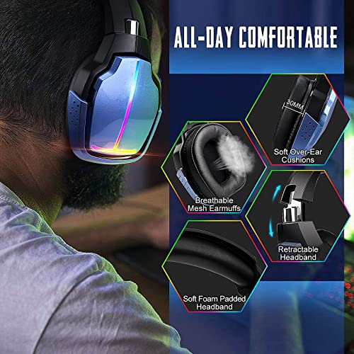 CamDive Gaming Headset for PS4 PS5 PC Xbox One, 3D Stereo Sound PS5 Headset, Noise-Cancelling Over Ear Gaming Headphones with Mic for Switch Laptop Mobile⦠(Blue)