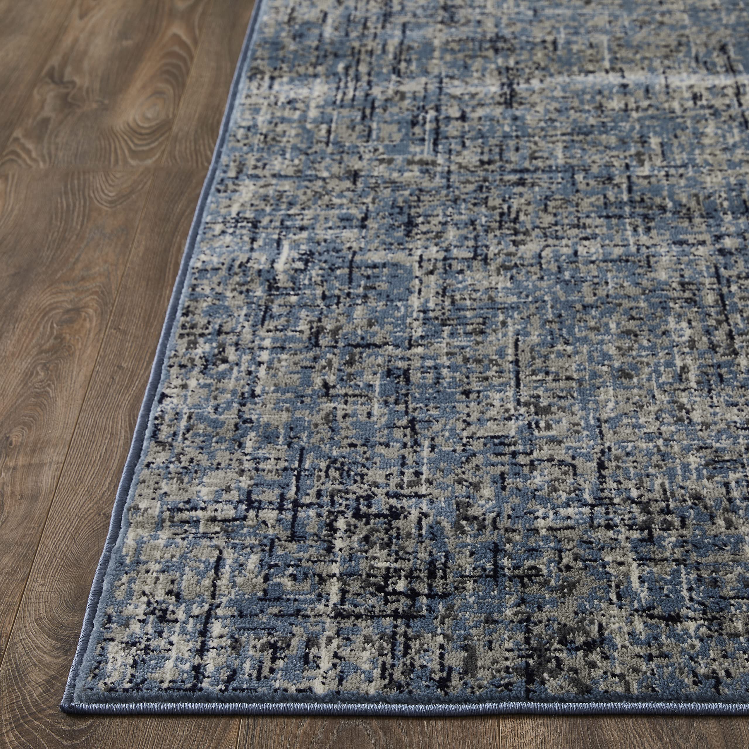 LOOMAKNOTI Celena Altenz 2' x 7' Blue Abstract Indoor Runner Rug