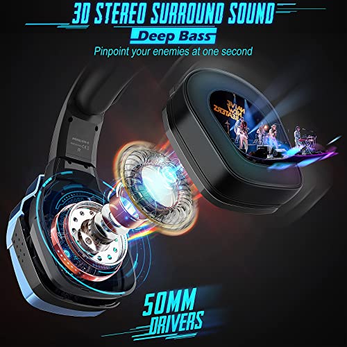 CamDive Gaming Headset for PS4 PS5 PC Xbox One, 3D Stereo Sound PS5 Headset, Noise-Cancelling Over Ear Gaming Headphones with Mic for Switch Laptop Mobile⦠(Blue)
