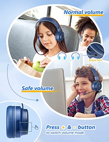 iClever Kids Bluetooth Headphones LED Light Up - 360° Extendable Microphone - 85/94 dB Safe Volume, 35Hrs Playtime, Shareport, Foldable Wireless Headphones for Kids/PS4/Xbox One/Switch/PC/Tablet