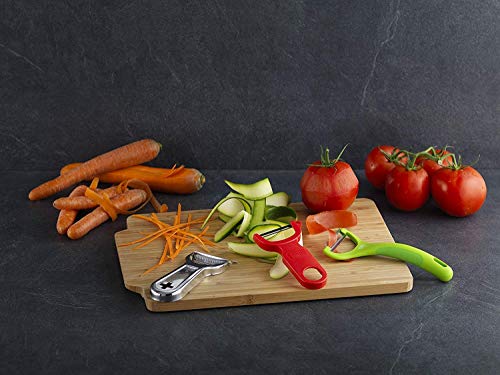 Kuhn Rikon Original Swiss Peeler Set, 4-Inch, Set of 3, Translucent Red/Green/Yellow