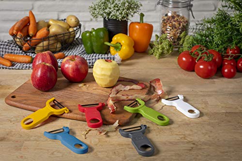 Kuhn Rikon Original Swiss Peeler Set, 4-Inch, Set of 3, Translucent Red/Green/Yellow
