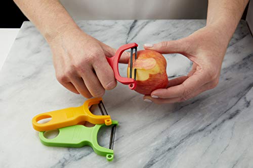 Kuhn Rikon Original Swiss Peeler Set, 4-Inch, Set of 3, Translucent Red/Green/Yellow