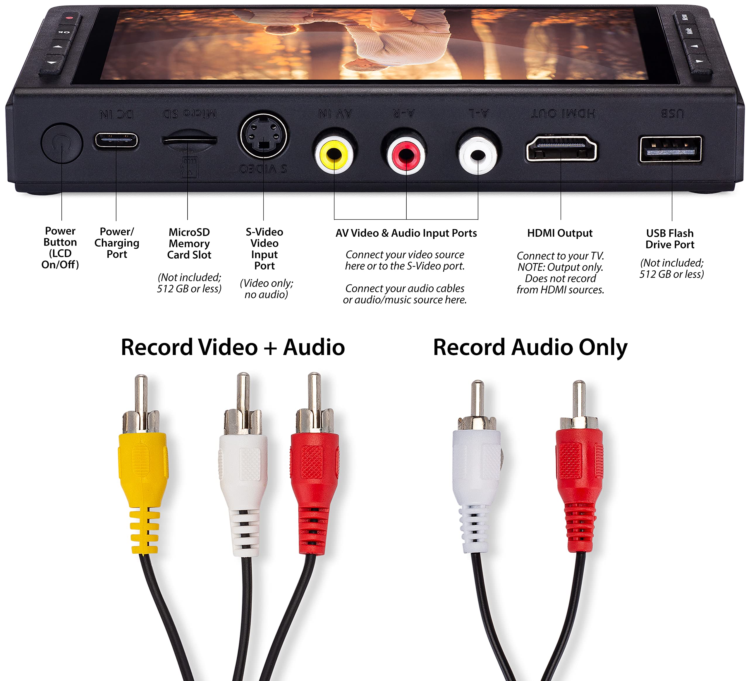 ClearClick Video to Digital Converter 3.0 (Third Generation) - Record Video & Audio from VCR's, VHS, AV, RCA, Hi8, Camcorder, DVD, Turntables, Cassette Tapes (Bundle Edition)