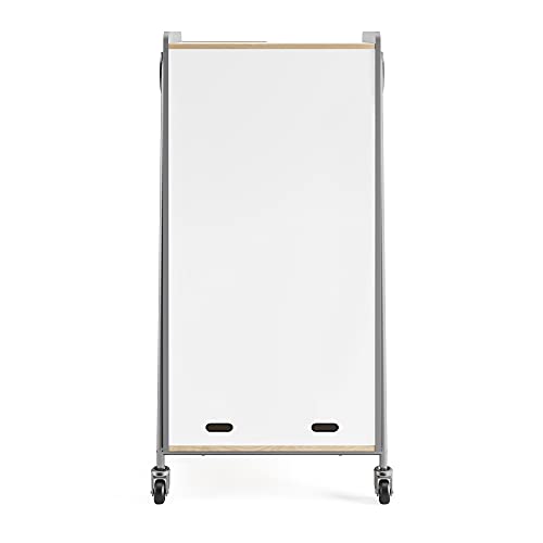 Safco Products 3935GRY Whiffle Typical 15, Double Column 14-Tote 2-Shelf Doored Rolling Storage Cart with Magnetic Dry-Erase Back, Gray, 60" H, Tall