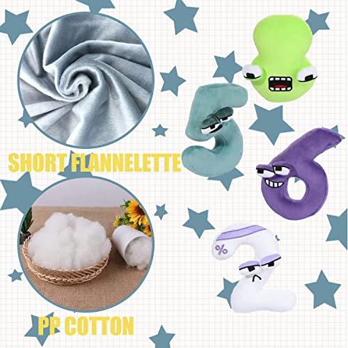 10pcs Number Plush Lore Toys, Alphabet Plush Lore Animal Toys, Fun Alphabet Stuffed Lore Plush Figure,Suitable for Gift Giving Fans