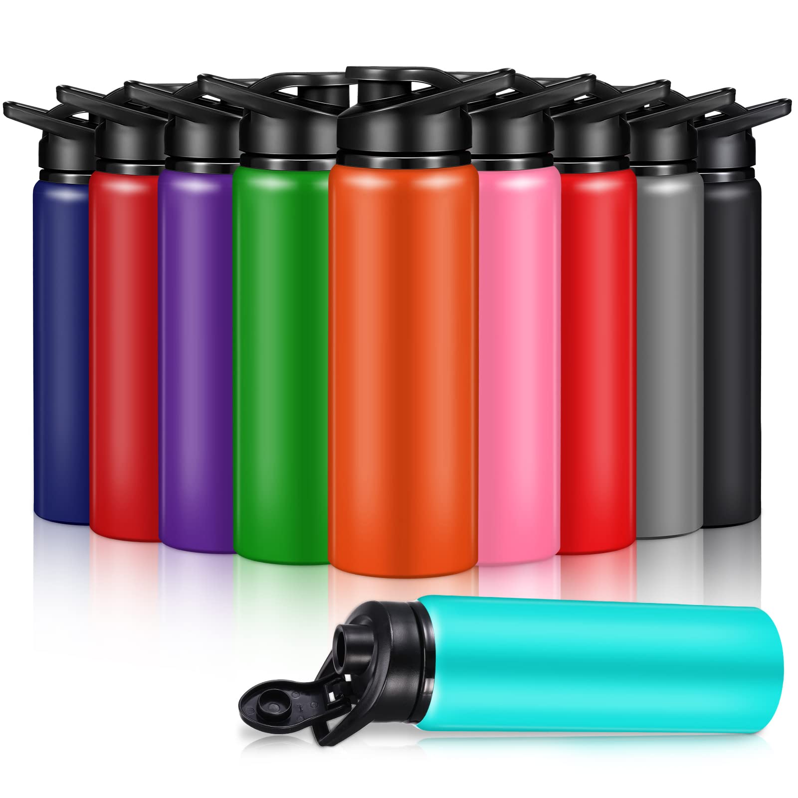 Mimorou 10 Pieces 25oz Reusable Aluminum Water Bottles Bulk Multicolor Outdoor Sports Water Bottles for Travel, Gym, Hiking, Cycling, Camping, Fishing, Snap Lid(Classic Color)