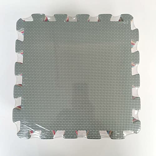 qqpp EVA Rubber 18 Tiles Interlocking Puzzle Foam Floor Mats - Baby Play Mat for Playing | Exercise Mat for Home Workout. White, Gray. QC-ALb18N