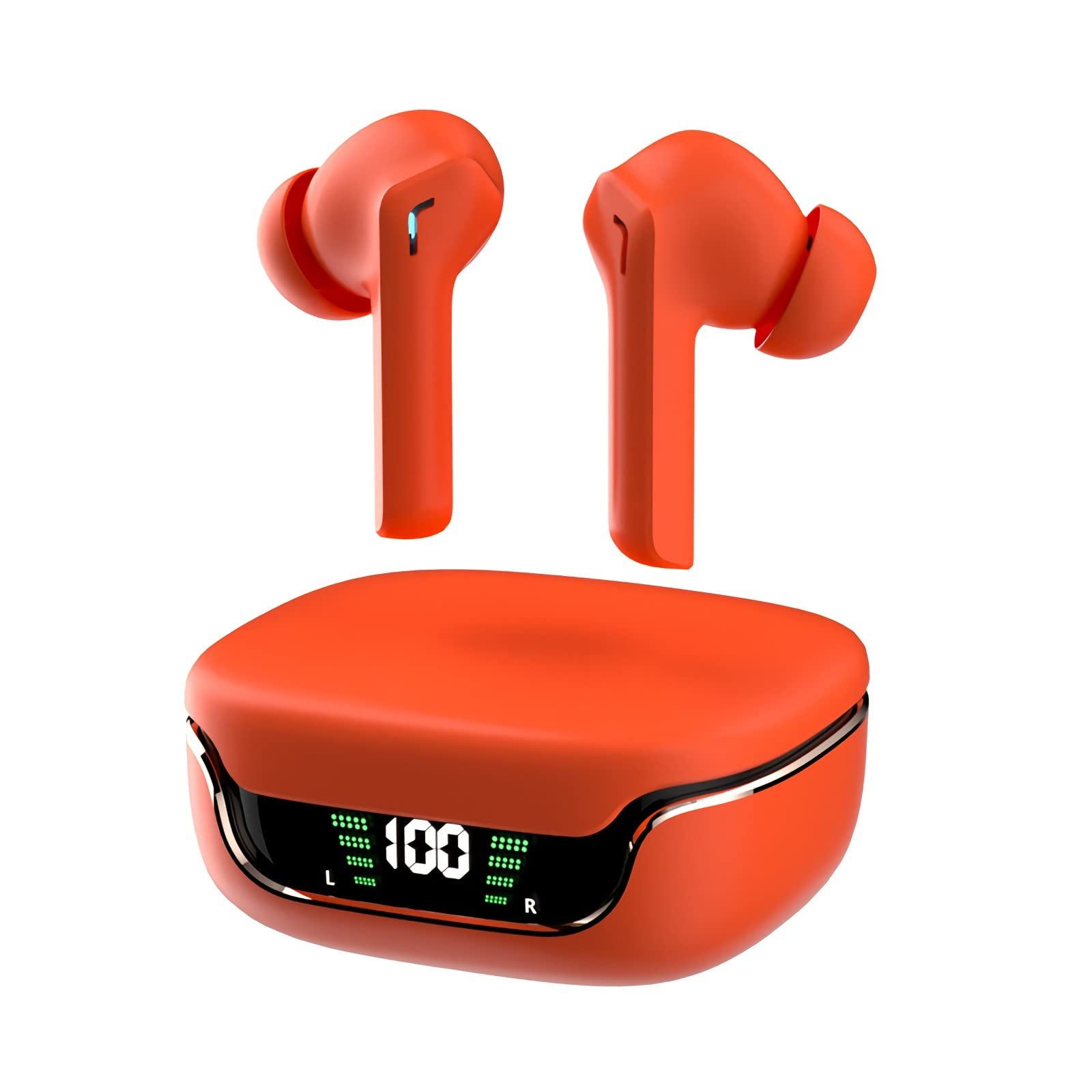 IDOERLEETEK Bluetooth Headphones Bluetooth Earbuds V5.3 Ture Wireless Earbuds, IPX7 Waterproof, 35 Hours Long Playtime Compatible with iPhone and Android (Orange)
