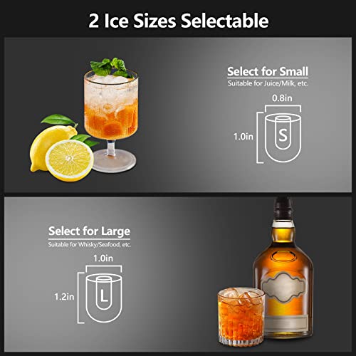 KUMIO Ice Makers Countertop with Self-Cleaning, 9 Pcs/6-8 Mins, 26.5 Lbs/24 Hrs, 2.1L Water Tank, 2 Sizes of Bullet Ice for Home/Party, LCD Digital Control Panel, Ice Basket & Scoop, Stainless Steel