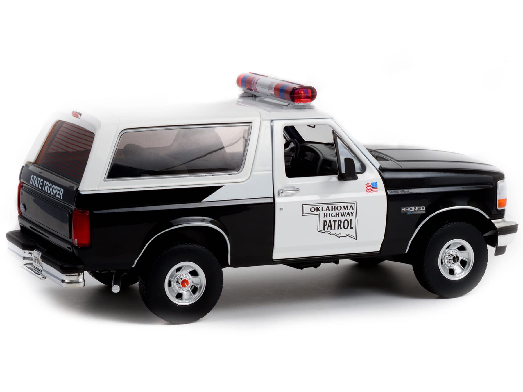 1996 Bronco Police Black and White Oklahoma Highway Patrol Artisan Collection 1/18 Diecast Model Car by Greenlight 19114