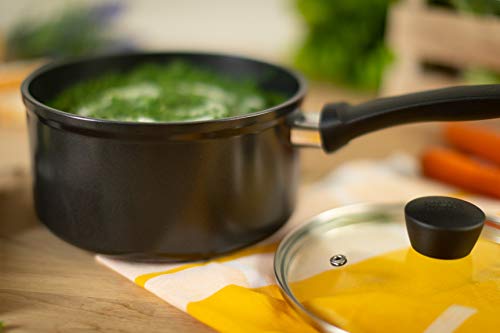 Kuhn Rikon Easy Induction 3-Piece Saucepan Set, ALUMINIUM, Black,, 18 x 20.5 x 48 cm