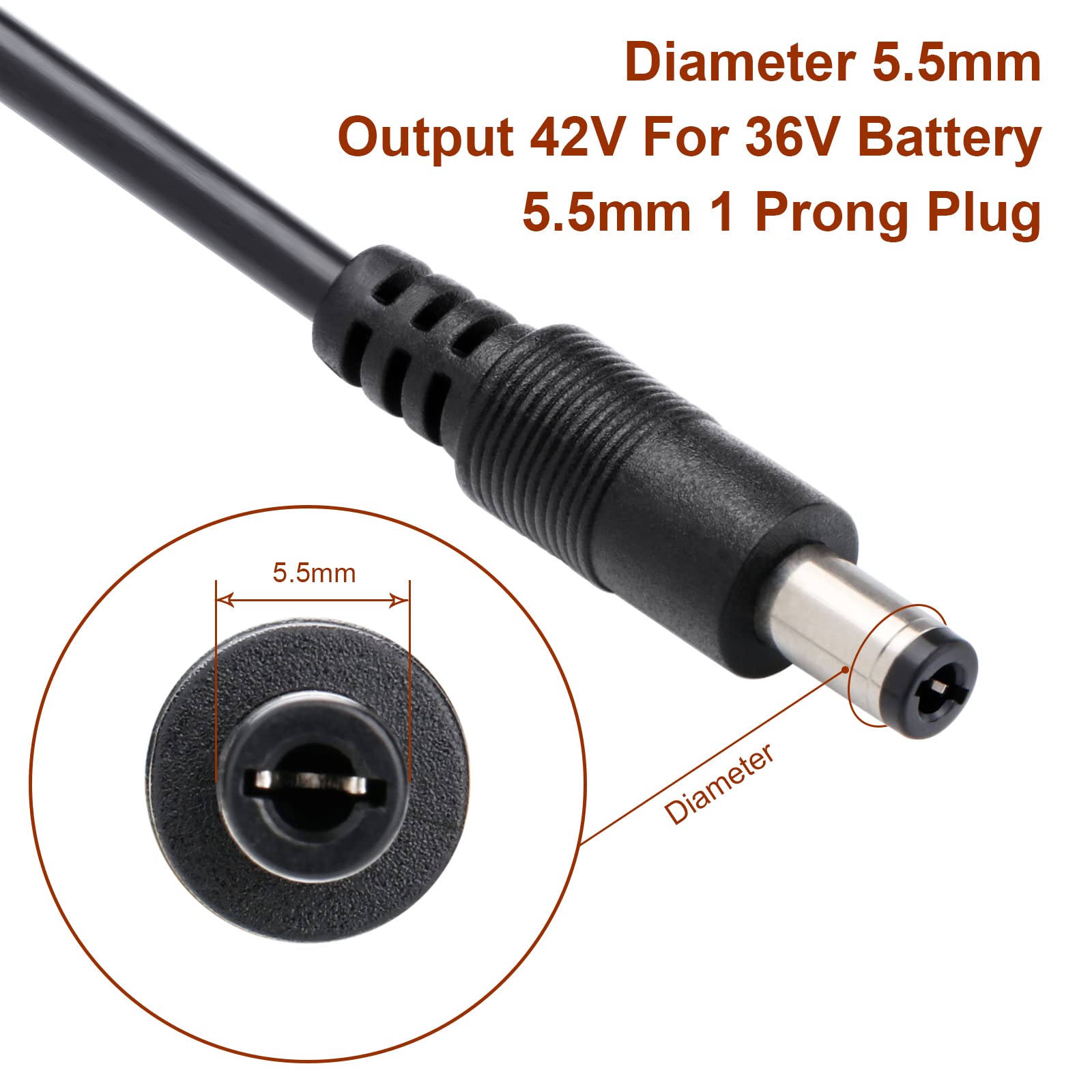 Cupinyo Upgraded 42V Charger 1 Prong Fast 2A for 36V Lithium Ebike Escooter, Compatible with 36 Volt gotrax Electric Bike Scooter Charger