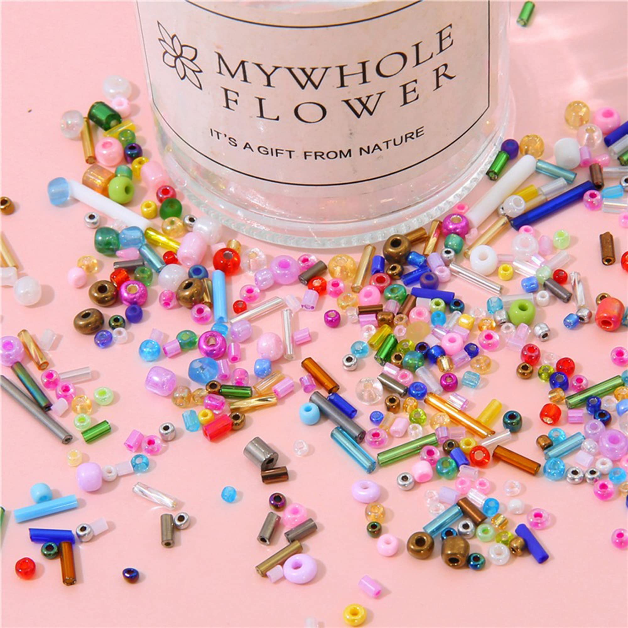 Niziky 1000PCS Mixed Glass Seed Beads, 1.5-4.5mm Green Tube Loose Glass Bugle Beads for Jewelry Making, Bracelet Making
