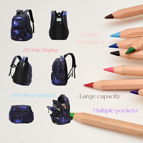 VIDOSCLA Elementary Galaxy Teens Rolling Backpack Kids Boys Luggage with Wheels Trolly BookBag for School
