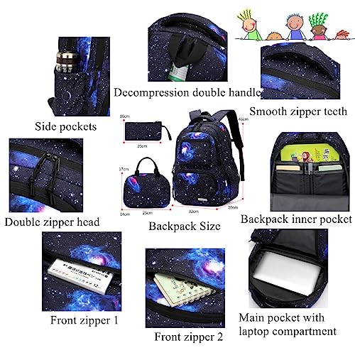 VIDOSCLA Elementary Galaxy Teens Rolling Backpack Kids Boys Luggage with Wheels Trolly BookBag for School