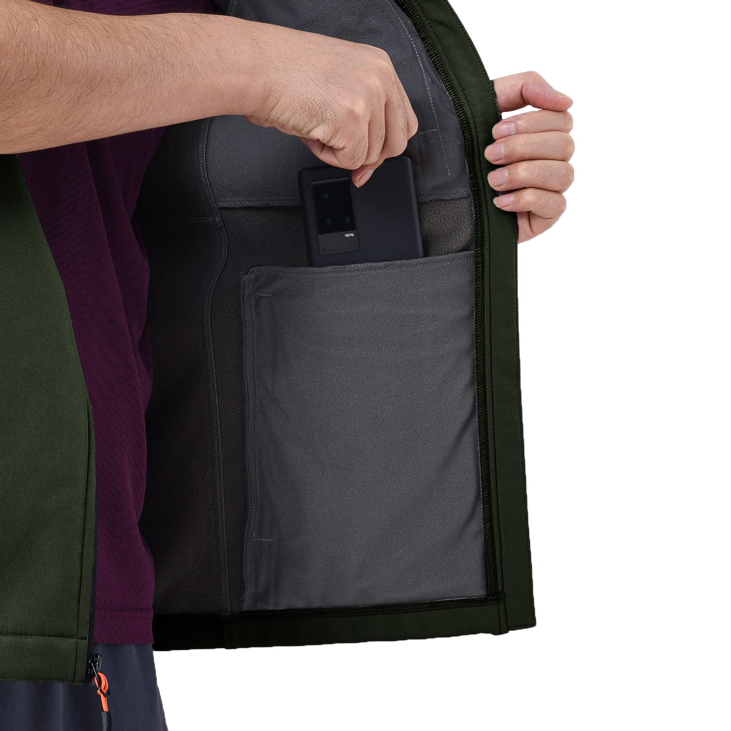MoFiz Mens Vest Outerwear Zip Up Fleece Lined Light Windbreaker Sleeveless Jacket Hiking Golf Vest For Men Army Green X-Large