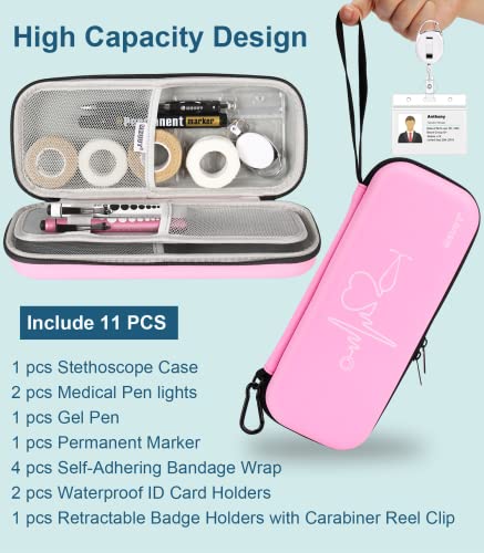 MEUUT 11 pcs Stethoscope Case Kits, Perfect Nurse Gift First Aid Kit Bag with Stethoscope Case, Penlights, Medical Scissor, Bandage Wraps, Badge Holders, Nurse Accessories for Nurses