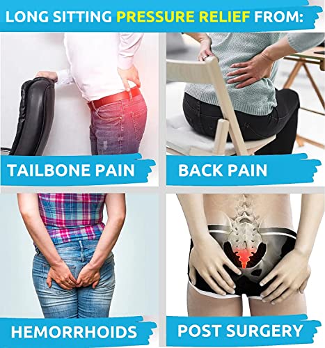 ERGONOMIC INNOVATIONS Donut Pillow for Tailbone Pain Relief and Hemorrhoids, Donut Cushion for Postpartum Pregnancy and After Surgery Sitting Relief, Suitable for Men and Women at Home & Office Chairs