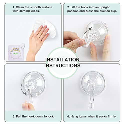 VIS'V Wreath Hanger, Large Clear Heavy Duty Suction Cup Wreath Hooks with Wipes 22 LB Removable Strong Window Glass Door Suction Cup Wreath Holder for Halloween Christmas Wreath Decorations - 8 Pcs