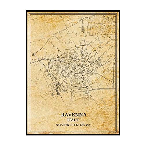 TANOKCRS Ravenna Italy Wall Art Vintage Print Poster Map Artwork Travel Souvenir Gift Home Decor 9x11 Inches Unframed