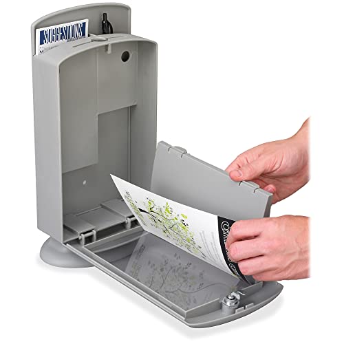 Safco Products Customizable Suggestion Box 4233GR with 25 Suggestion Cards, Secure Collection & Customizable Display, Gray,Display Area 5 1/2'W x 8 1/2'H