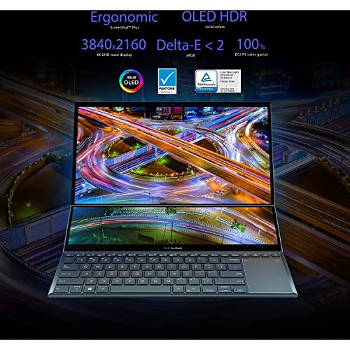 ASUS ZenBook Pro Duo 15 UX582 15.6" 4K OLED Touchscreen (Intel 14-Core i7-12700H, 16GB DDR5 RAM, 2TB SSD, GeForce RTX 3060 6GB) Business Laptop, ScreenPad Plus, Backlit, IST HDMI, Stylus, Win 11 Pro