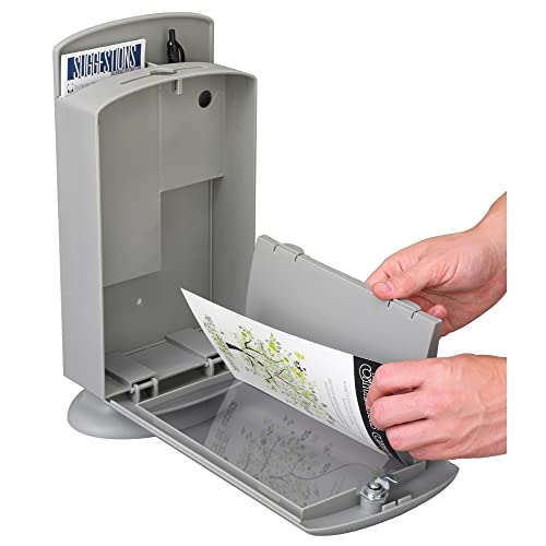 Safco Products Customizable Suggestion Box 4233GR with 25 Suggestion Cards, Secure Collection & Customizable Display, Gray,Display Area 5 1/2'W x 8 1/2'H