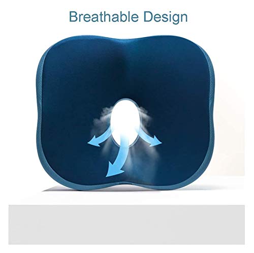 HHWKSJ Memory Foam Seat Cushion and Lumbar Back Cushion Combo - Gel Infused and Ventilated - Ergonomic Design for Coccyx and Tailbone - for Office Chairs and Car Seats